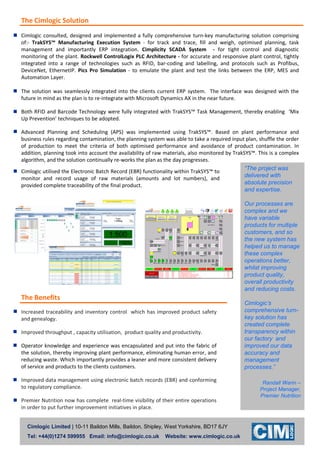 Cimlogic Customer Case study - Premier Nutrition | PDF