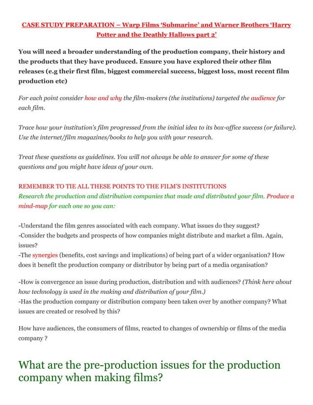 Case study preparation | DOCX