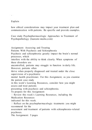 Case study Psychopharmacologic Approaches to Treatment of Psychopa | PDF