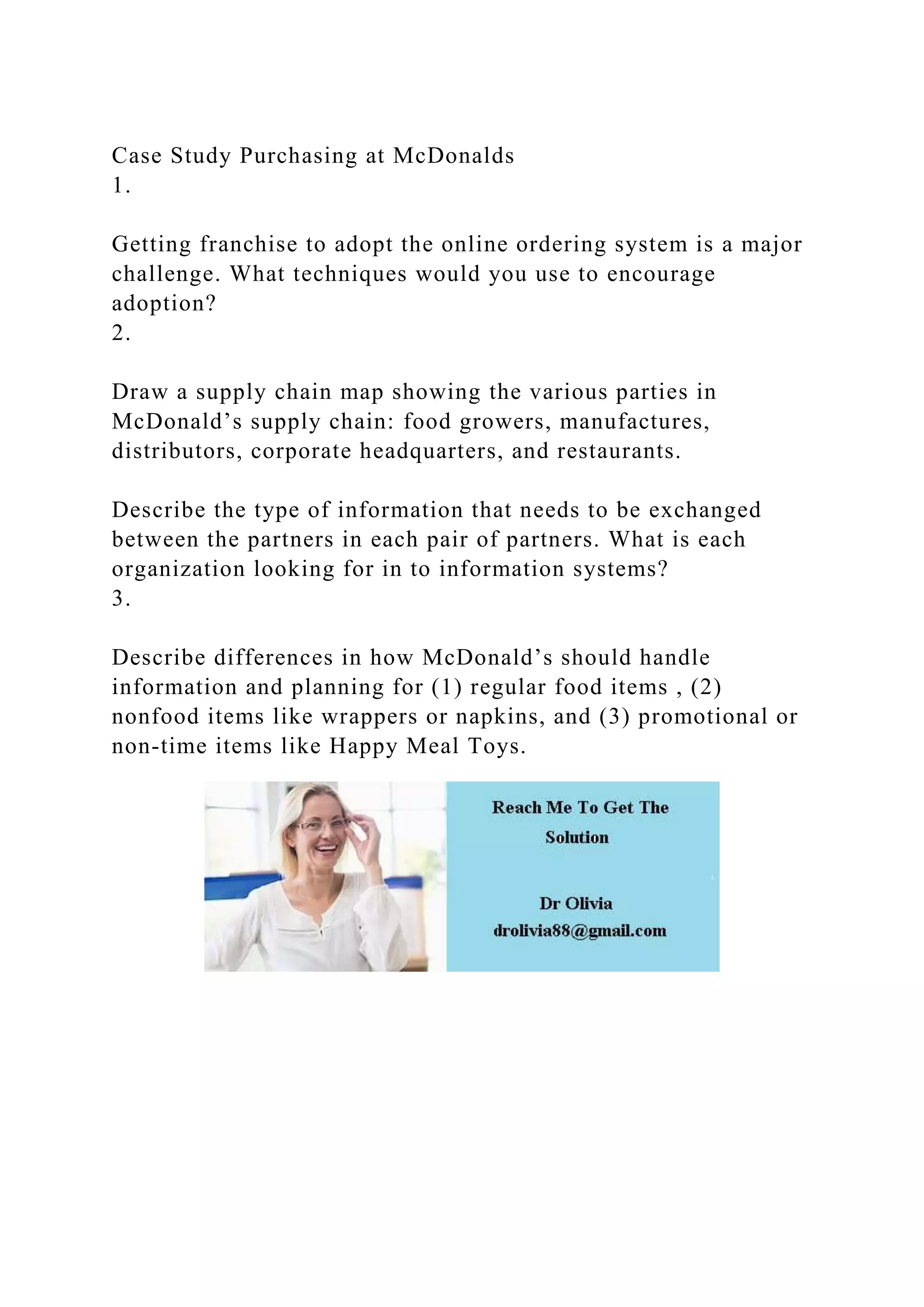 Case Study Purchasing at McDonalds1.Getting franchise to adopt.docx
