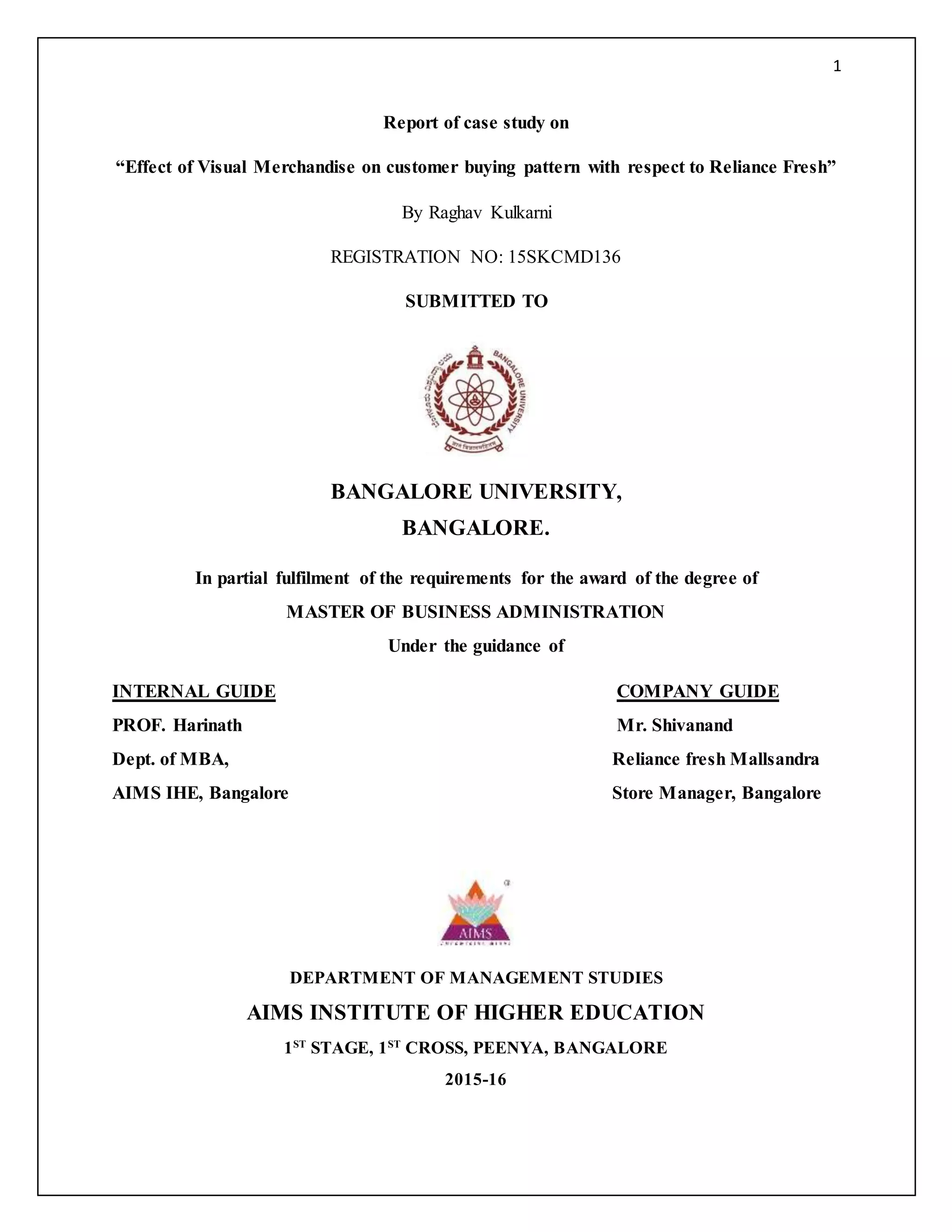 Case study on Visual Merchandising in Reliance Retail- By Raghav ...