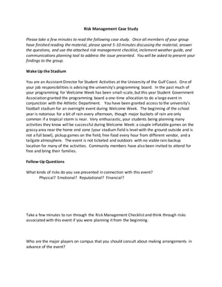 Case study risk management | DOCX