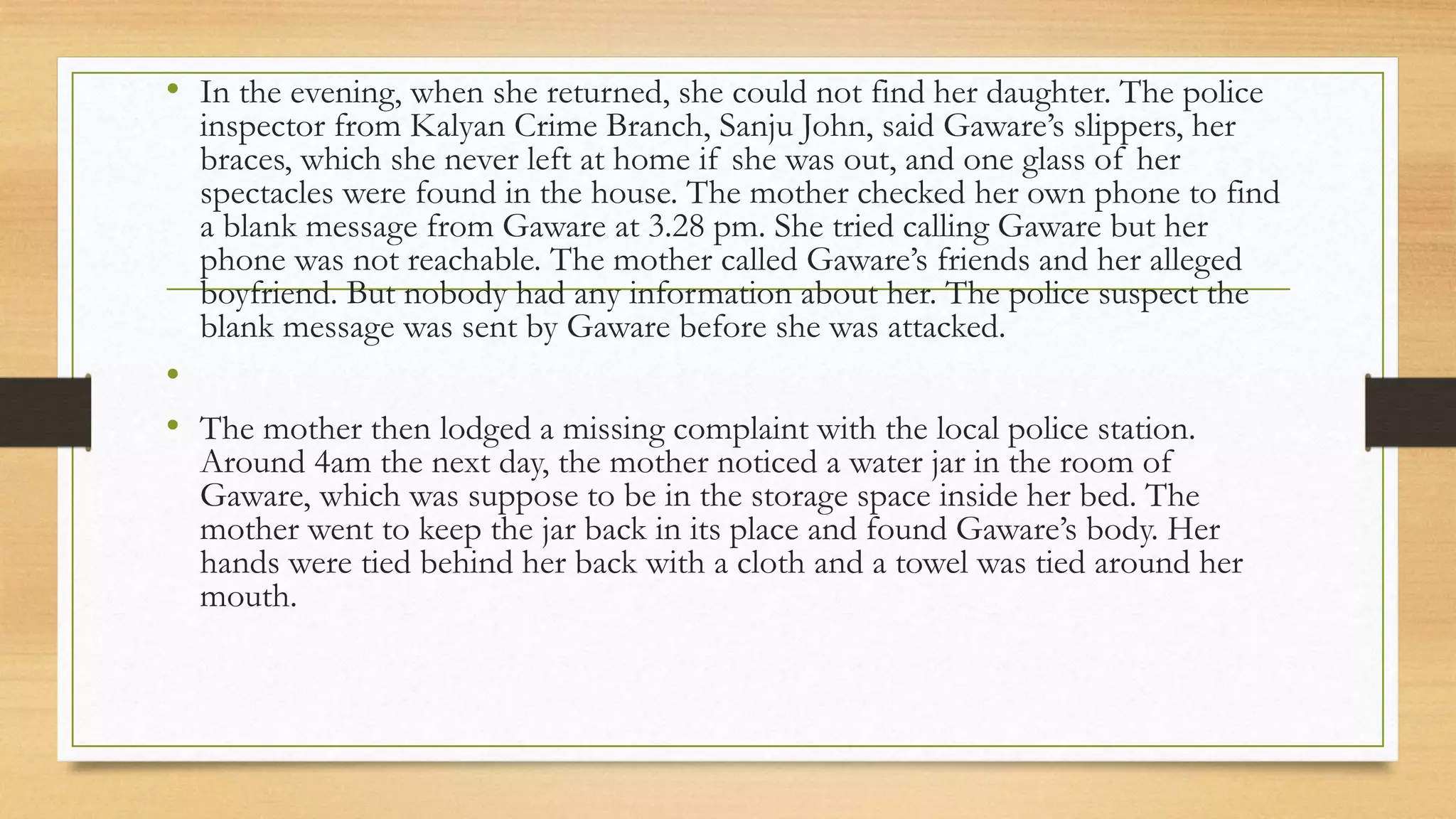 Case study-Unsolved crazy murder case | PPTX