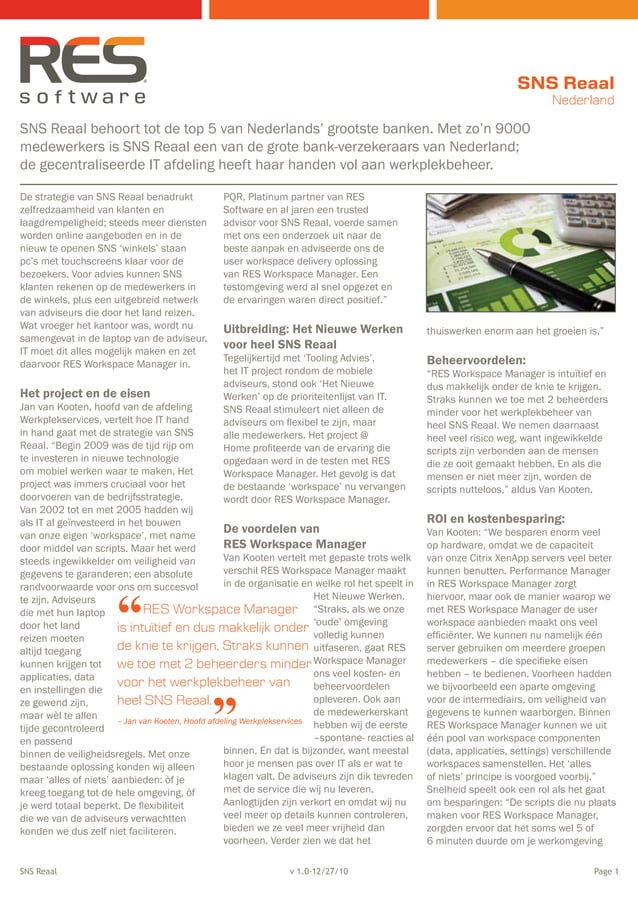 Case study SNS Reaal | PDF