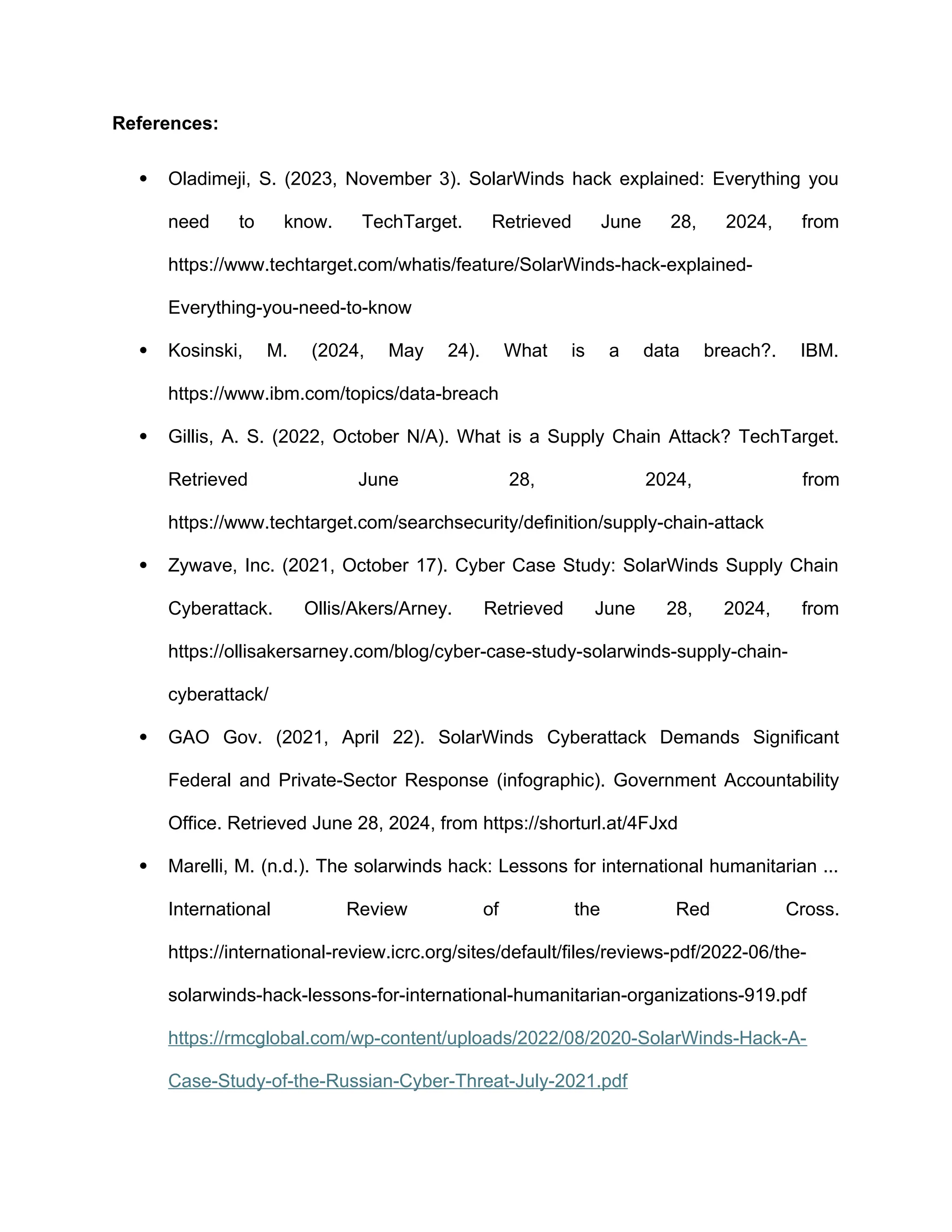 Case Study SolarWinds Attack 2024 version | DOCX
