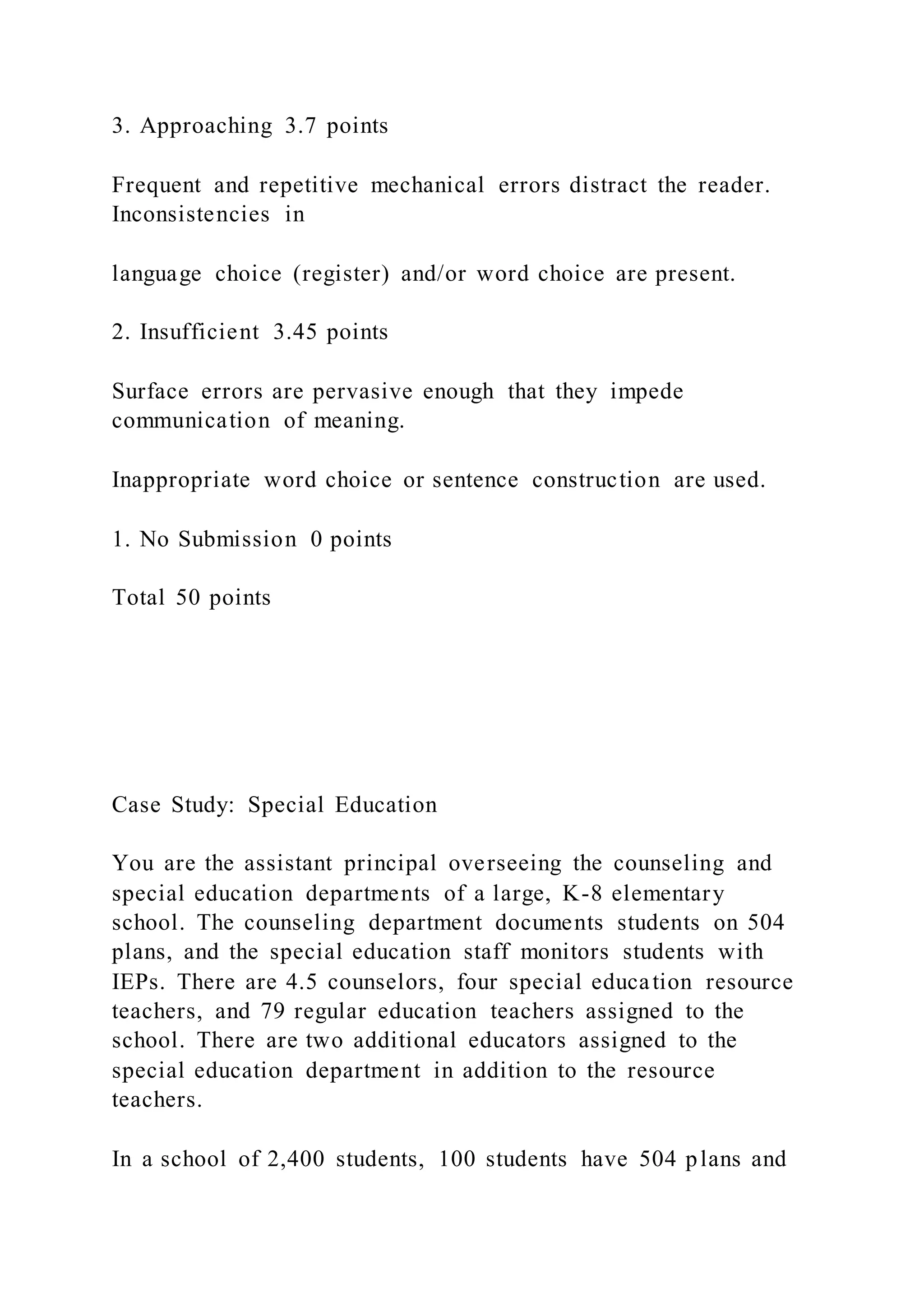 Case Study Special Education - RubricCase Analysis 1-3 5 | PDF