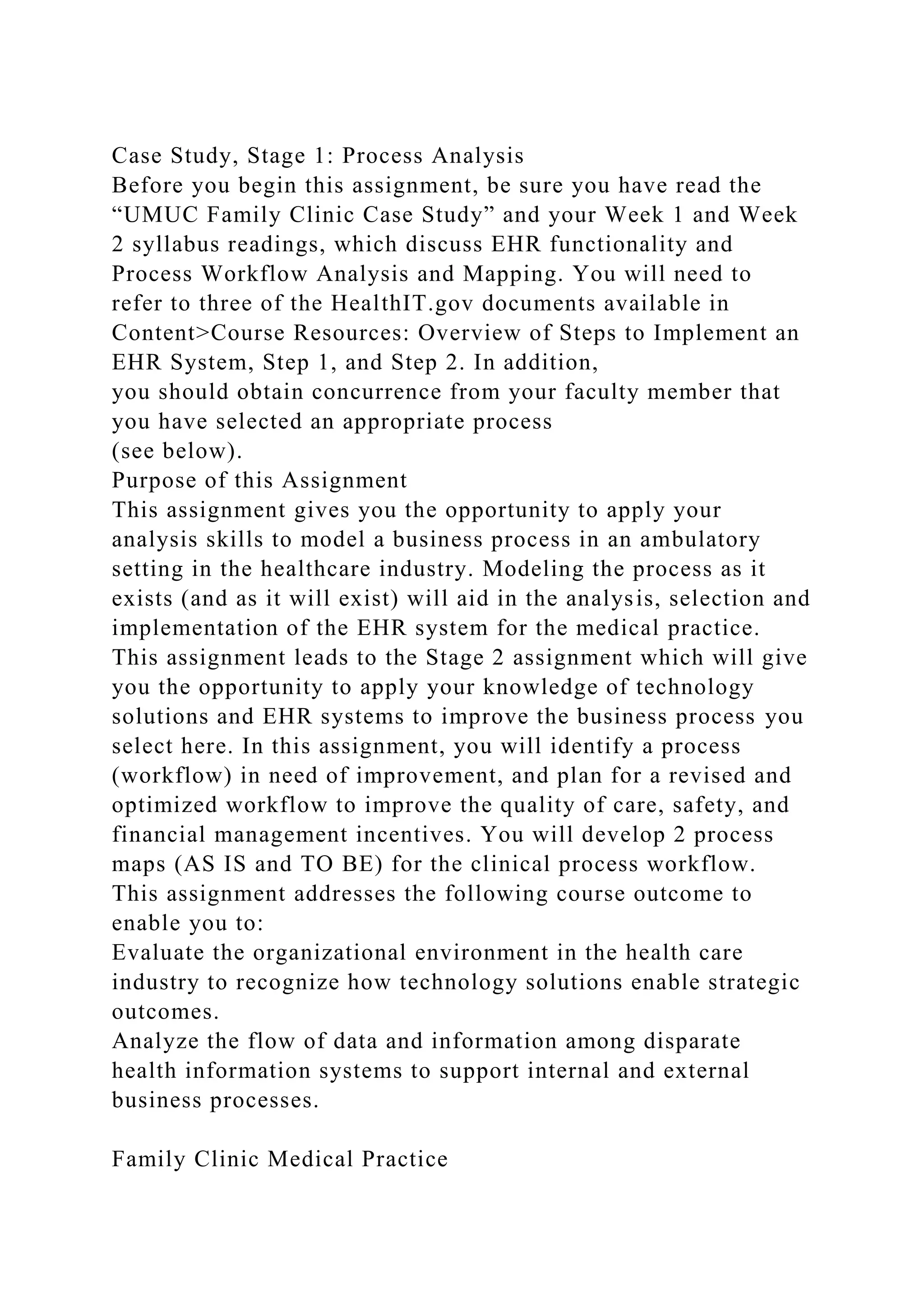 Case Study, Stage 1 Process Analysis Before you begin this assign.docx