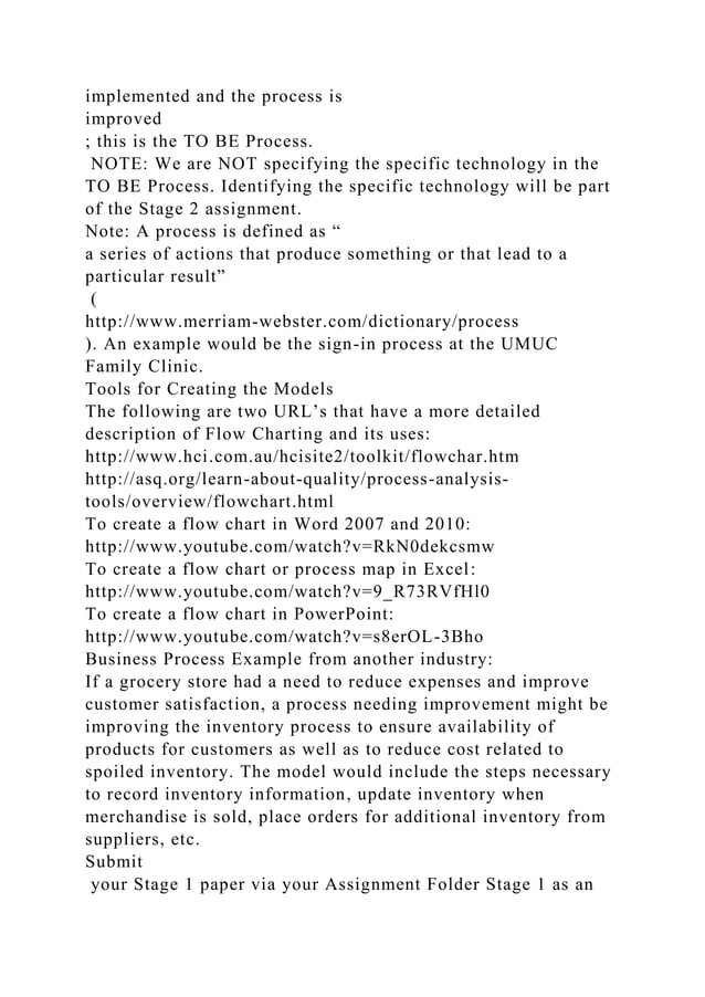 Case Study, Stage 1 Process Analysis Before you begin this assign.docx