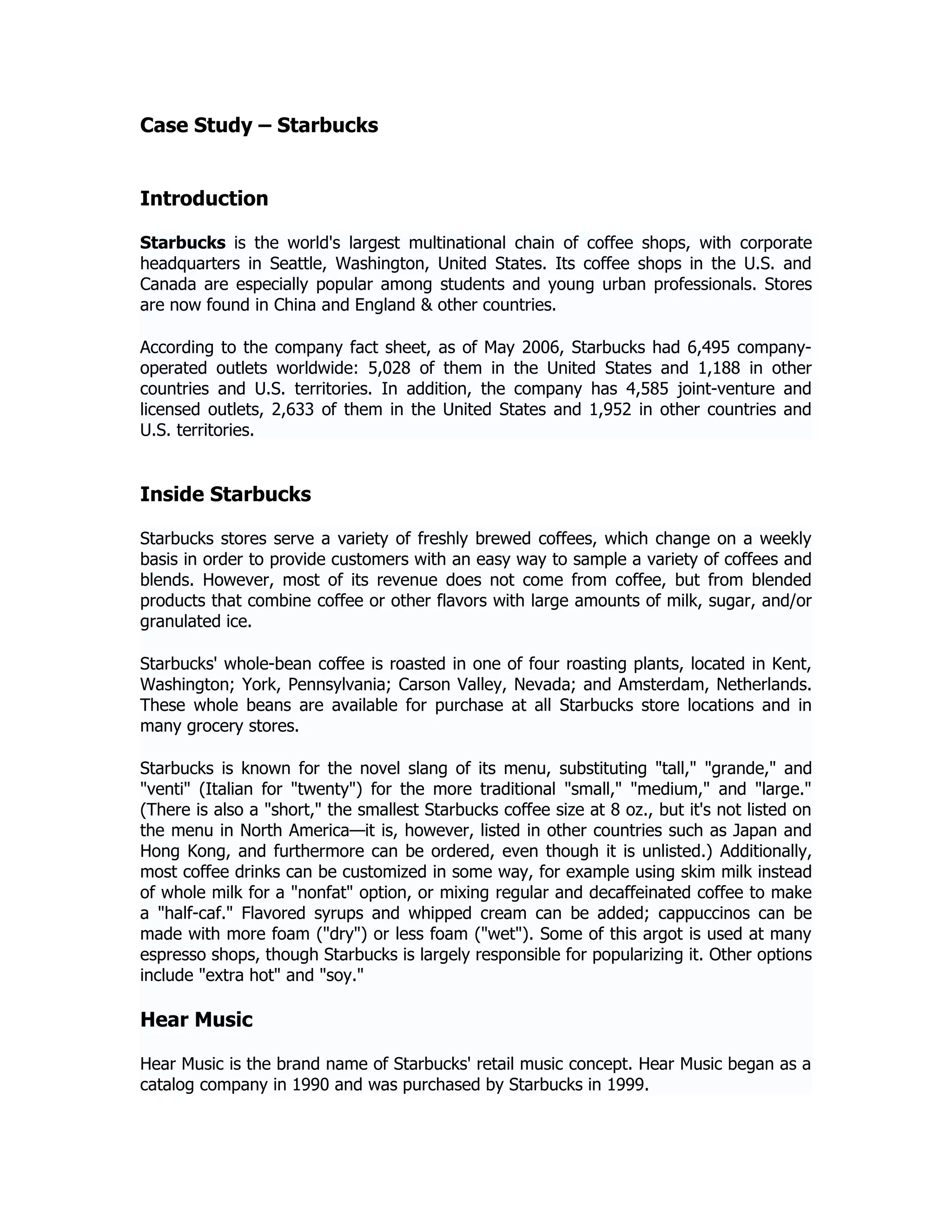 Case study starbucks | DOC