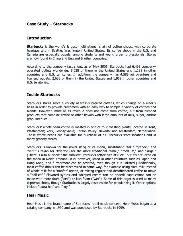 Case study starbucks | DOC