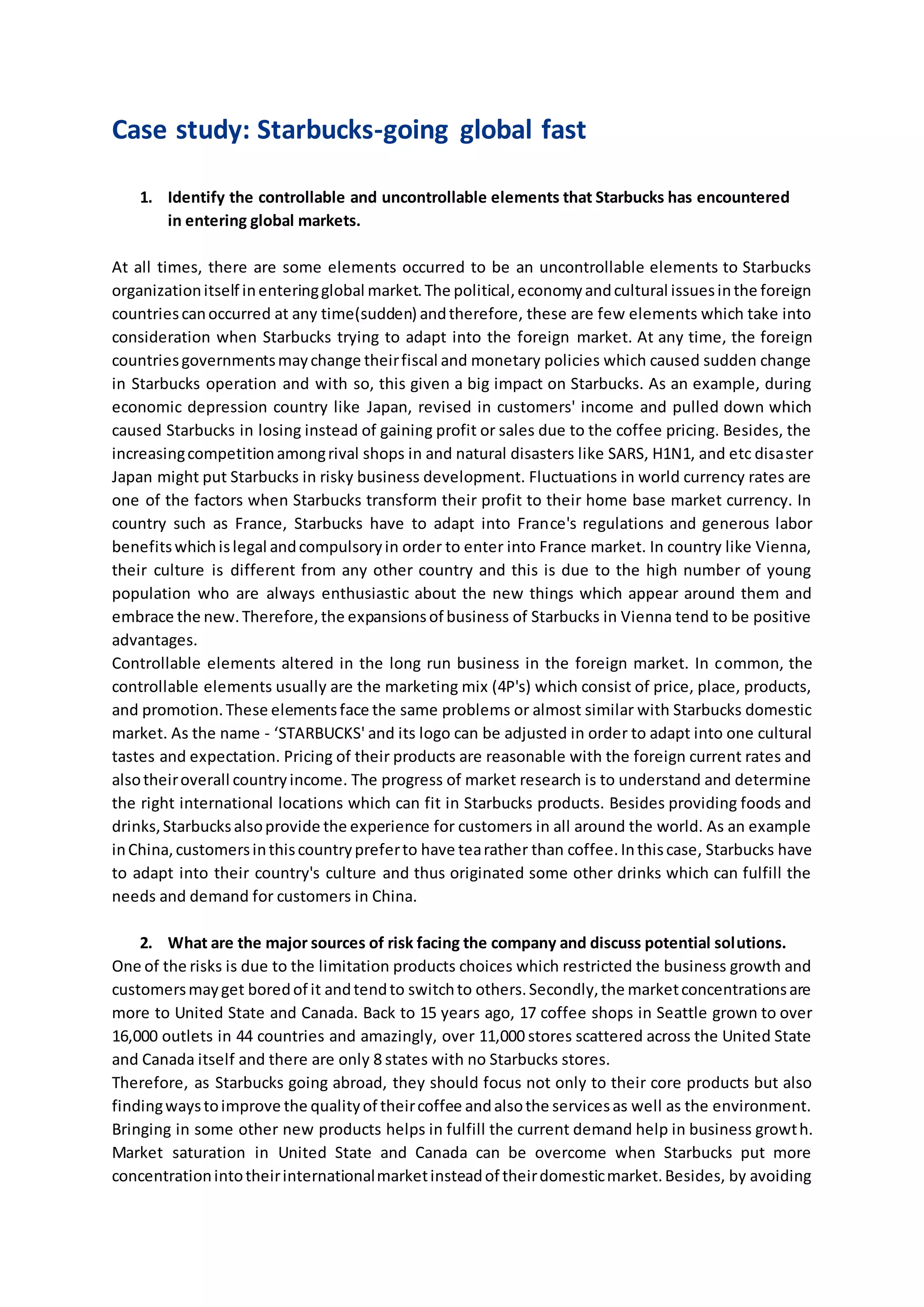 Case study starbucks | DOC