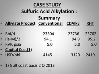 Case study sulfuric acid alkylation | PPT
