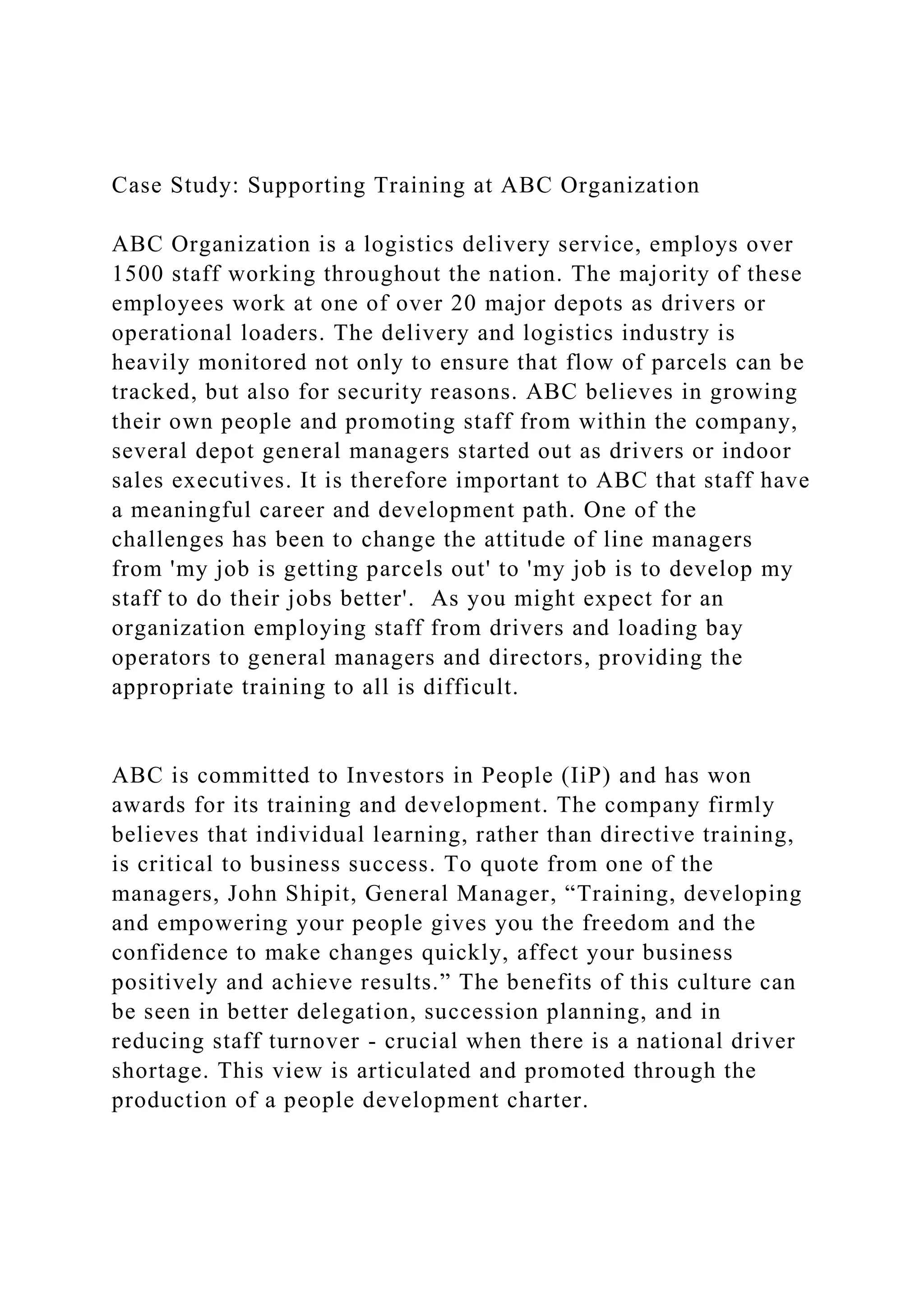 Case Study Supporting Training at ABC OrganizationABC Organiz.docx