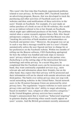 Case Study The Power and Politics of Privacy on Social Networking.docx