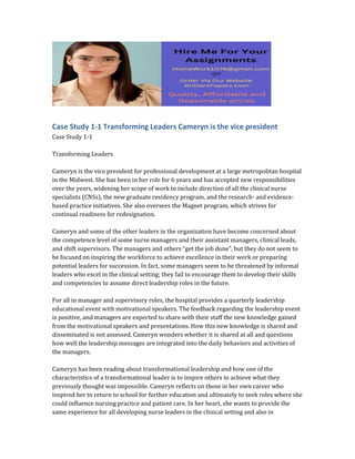 Case Study Transforming Leaders Cameryn is the vice president.docx