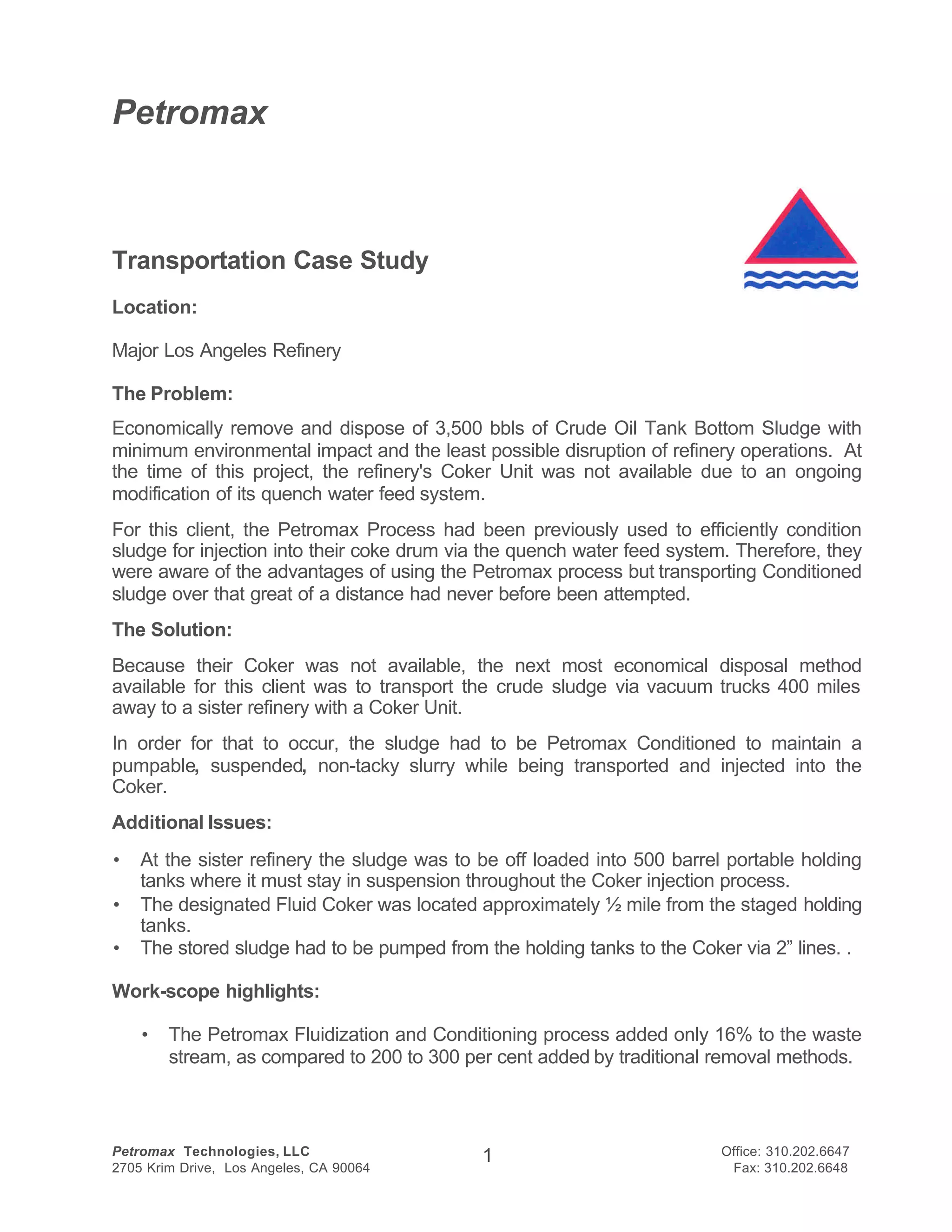 Tank Cleaning Case Study Transportation | PDF