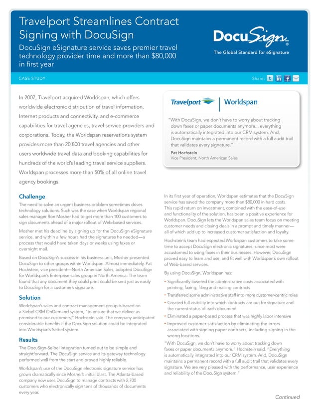 Travelport DocuSign Case Study | PDF