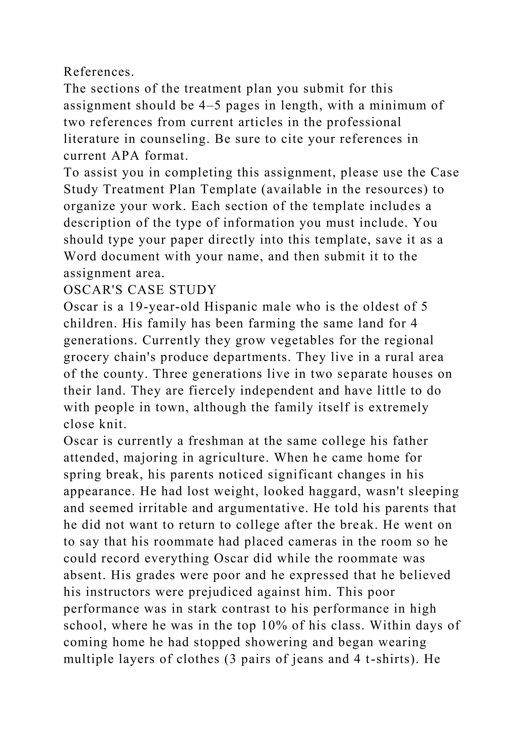 Case Study Treatment Plan The Assessment ProcessResourcesCase.docx