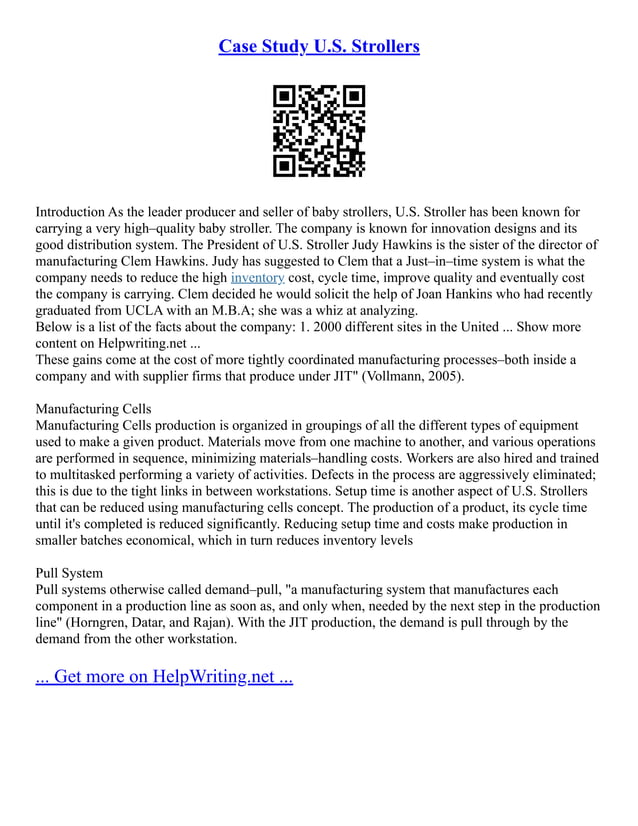 Case Study U.S. Strollers | PDF