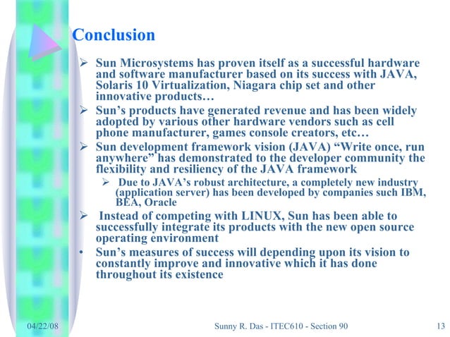 Sun Microsystems:Case Studyv1 | PPT