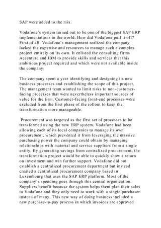 Case Study Vodafone A Giant Global ERP Implementation Vodafone .docx