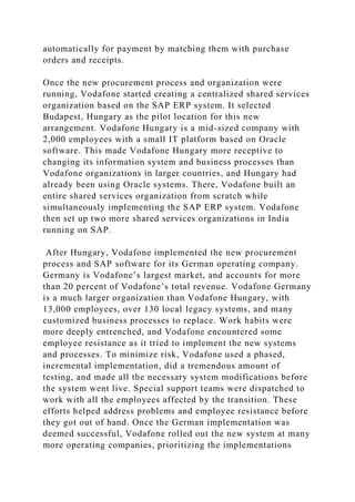 Case Study Vodafone A Giant Global ERP Implementation Vodafone .docx