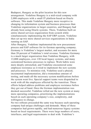 Case Study Vodafone A Giant Global ERP ImplementationVodafone G.docx