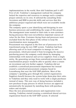 Case Study Vodafone A Giant Global ERP ImplementationVodafone G.docx