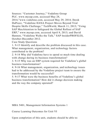 Case Study Vodafone A Giant Global ERP ImplementationVodafone G.docx