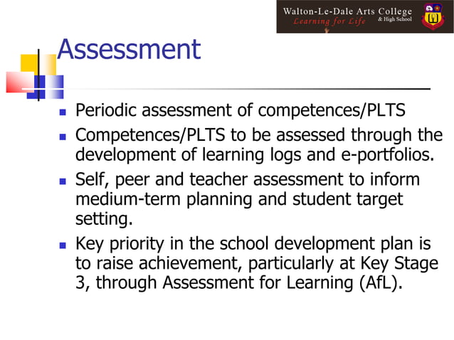 Periodic Assessment of Personal Learning and Thinking Skills | PPT
