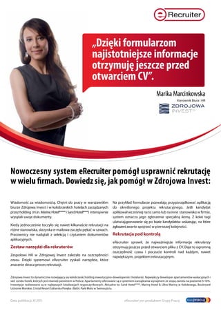 Case Study - eRecruiter w Zdrojowa Invest | PDF