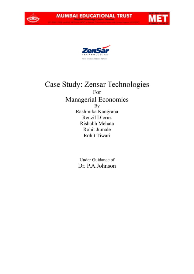 Case Study of Zensar Technologies,Pune (RPG Group) for Managerial ...