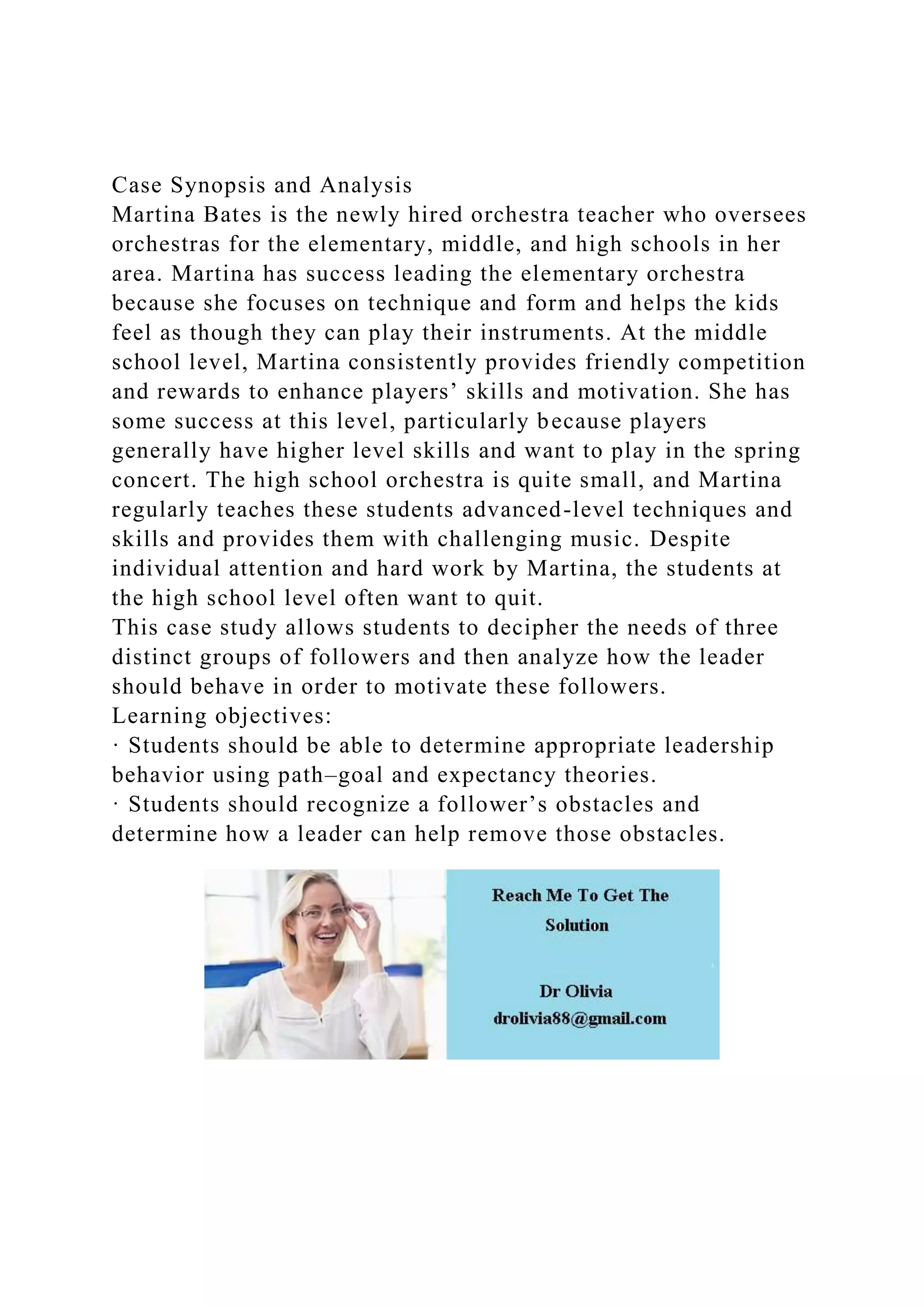 Case Synopsis and AnalysisMartina Bates is the newly hired orche.docx
