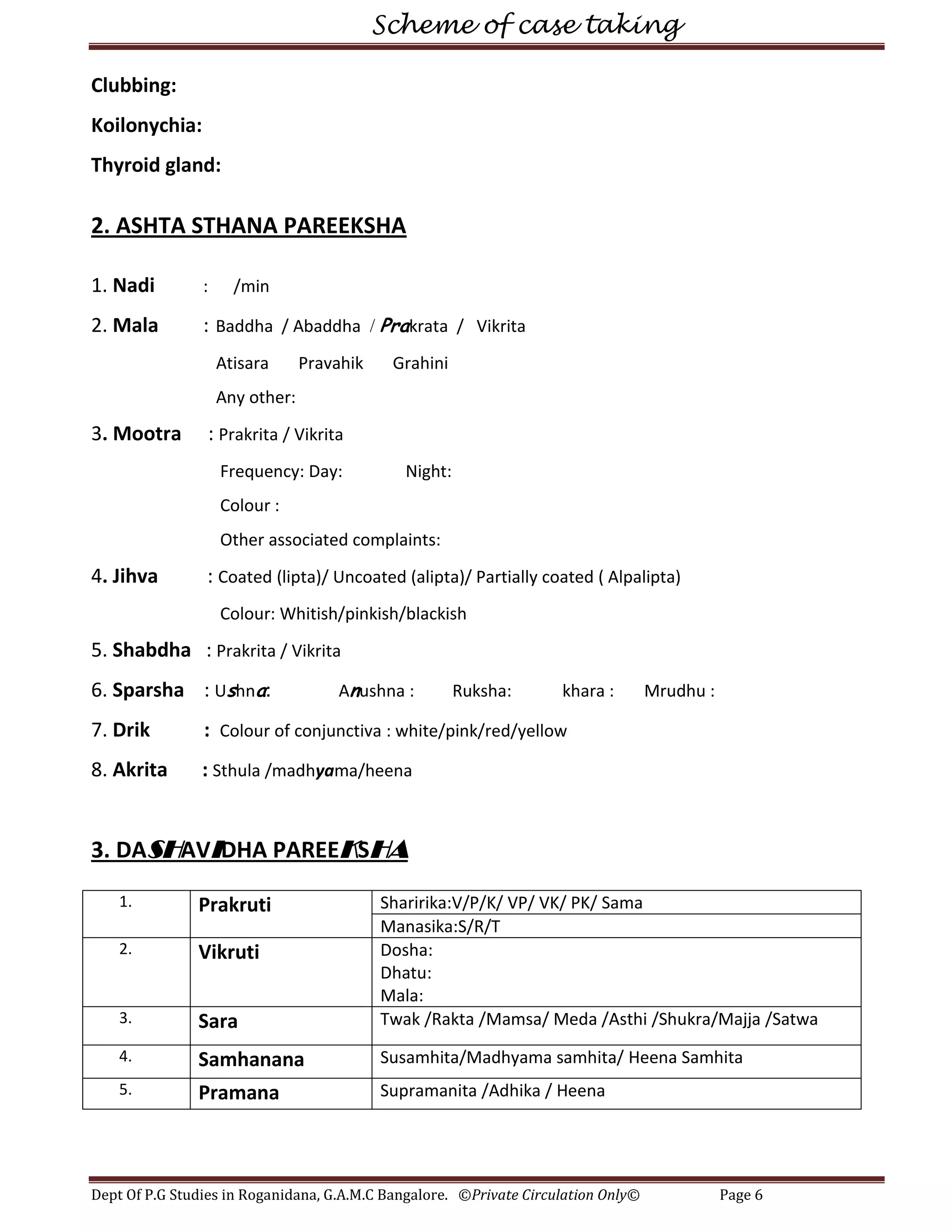 Case Sheet in Ayurveda | PDF