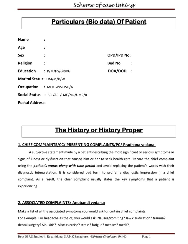 Case Sheet in Ayurveda | PDF