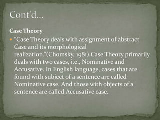 Case theory in Punjabi Language syntax | PPT