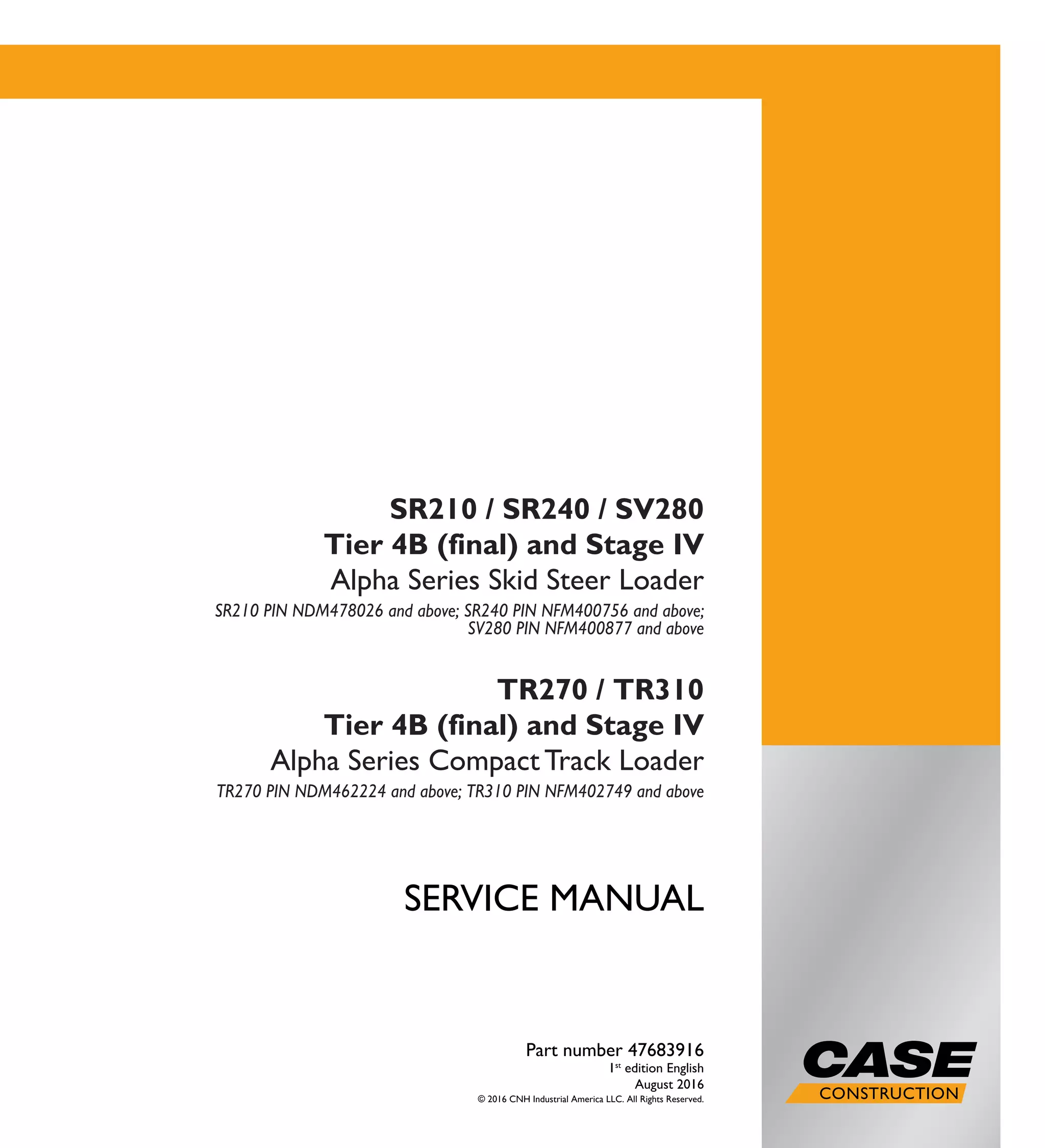 Case tr270 tier 4 b (final) and stage iv alpha series compact track ...