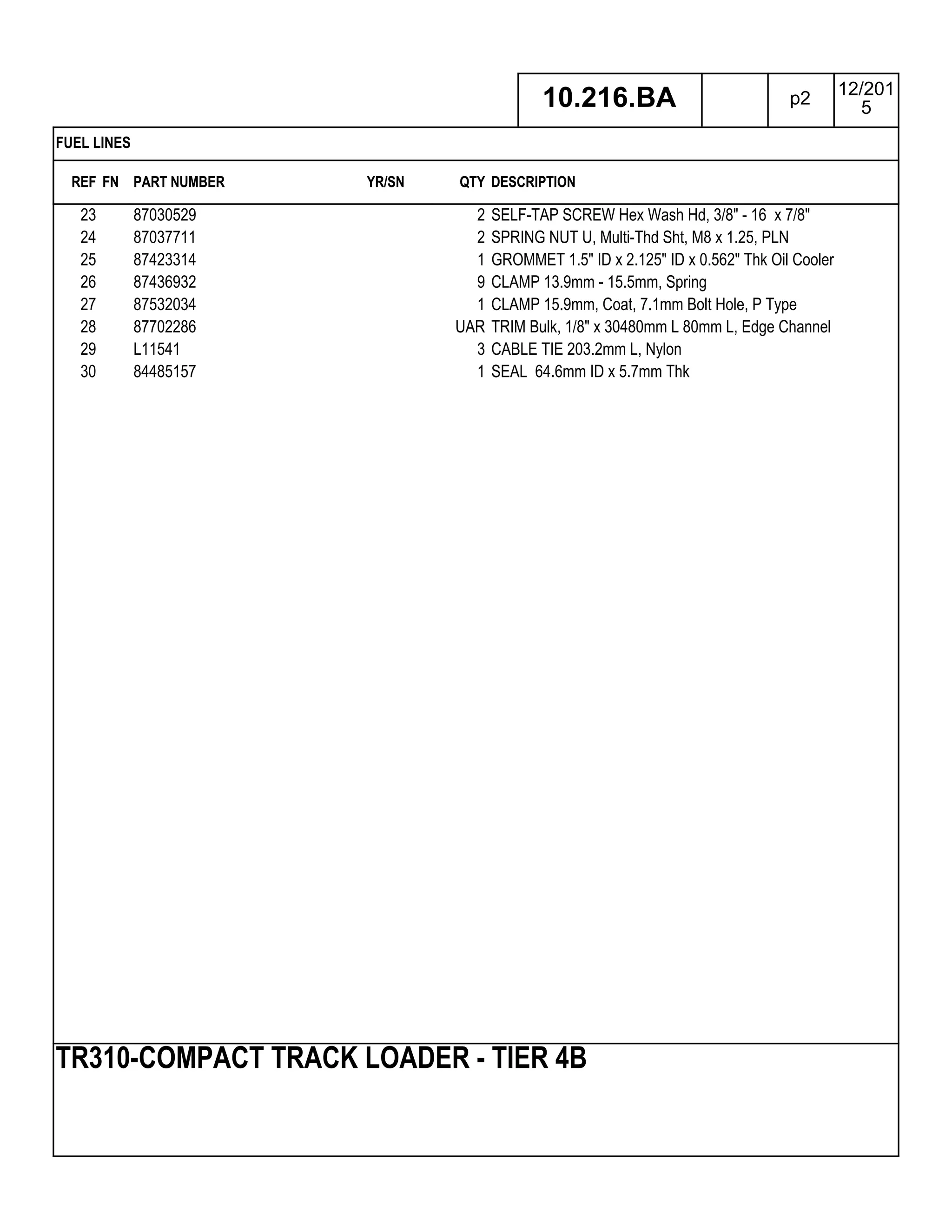 Case tr310 compact track loader tier 4 b parts catalogue manual | PDF