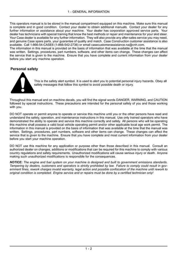 Case tr320 compact track loader operation manual | PDF