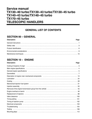 Case tx130 45 turbo telescopic handler service repair manual | PDF