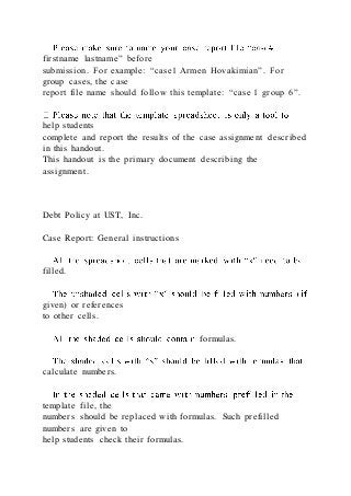 Case USTCapital Structure PolicyDebt Policy at US | PDF
