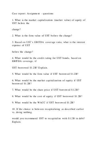Case USTCapital Structure PolicyDebt Policy at US | PDF