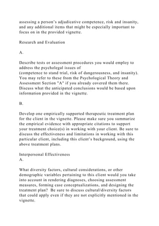 Case Vignette for Comprehensive ExamBased on the vignette provided.docx