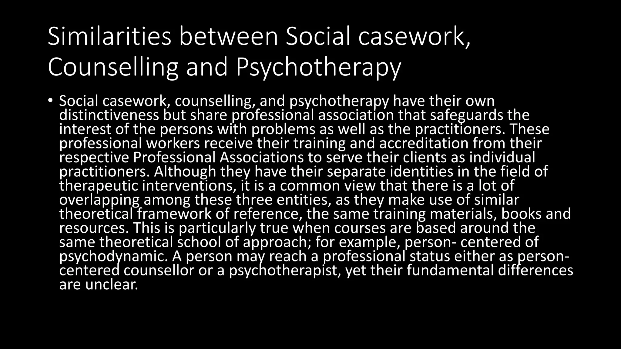 Case work, counselling and psychotherapy | PPTX