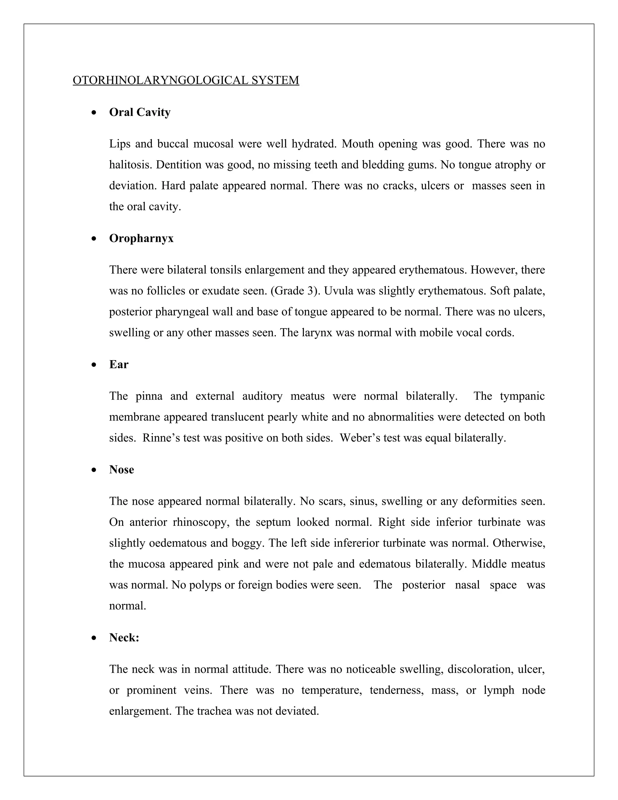 Case write up ent | DOC