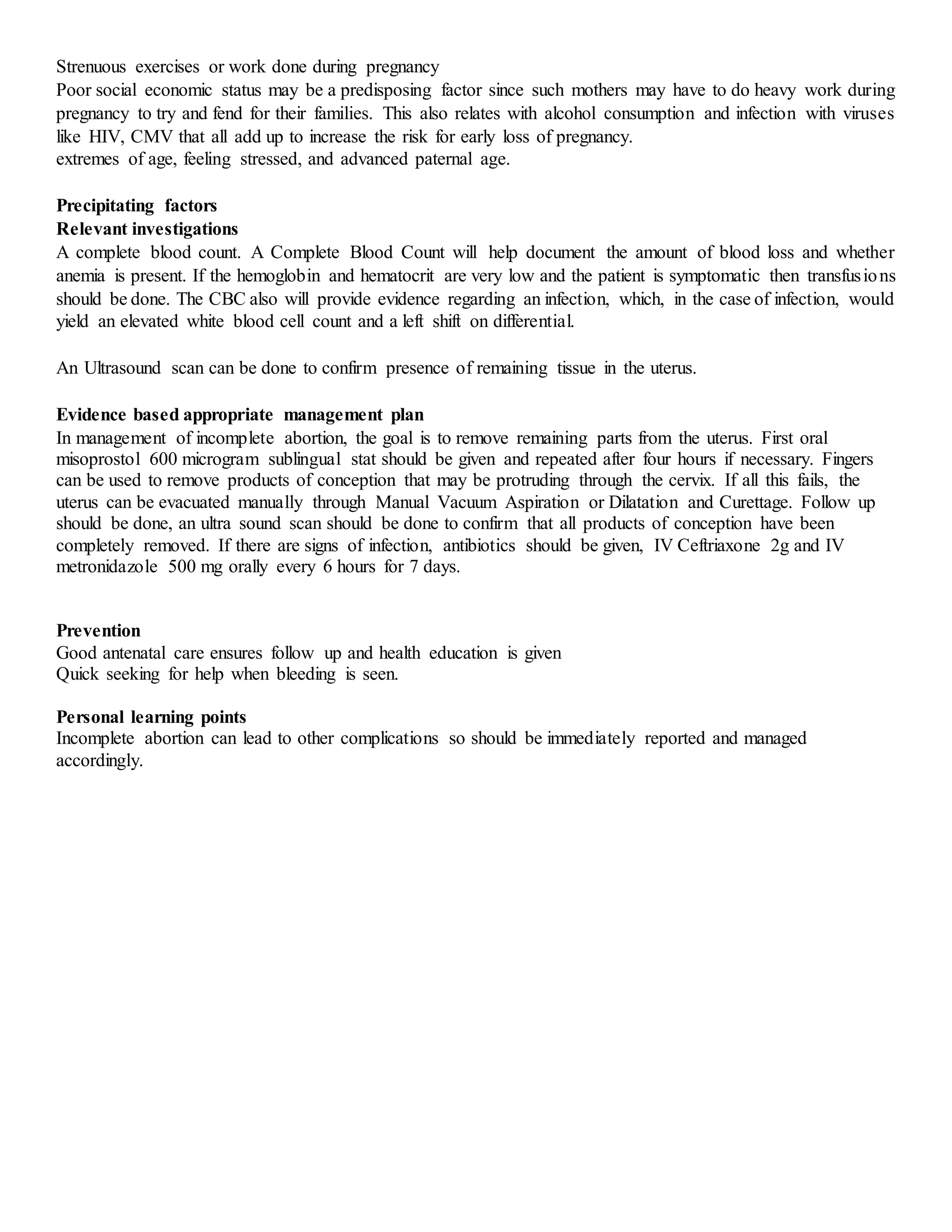 incomplete abortion | DOCX