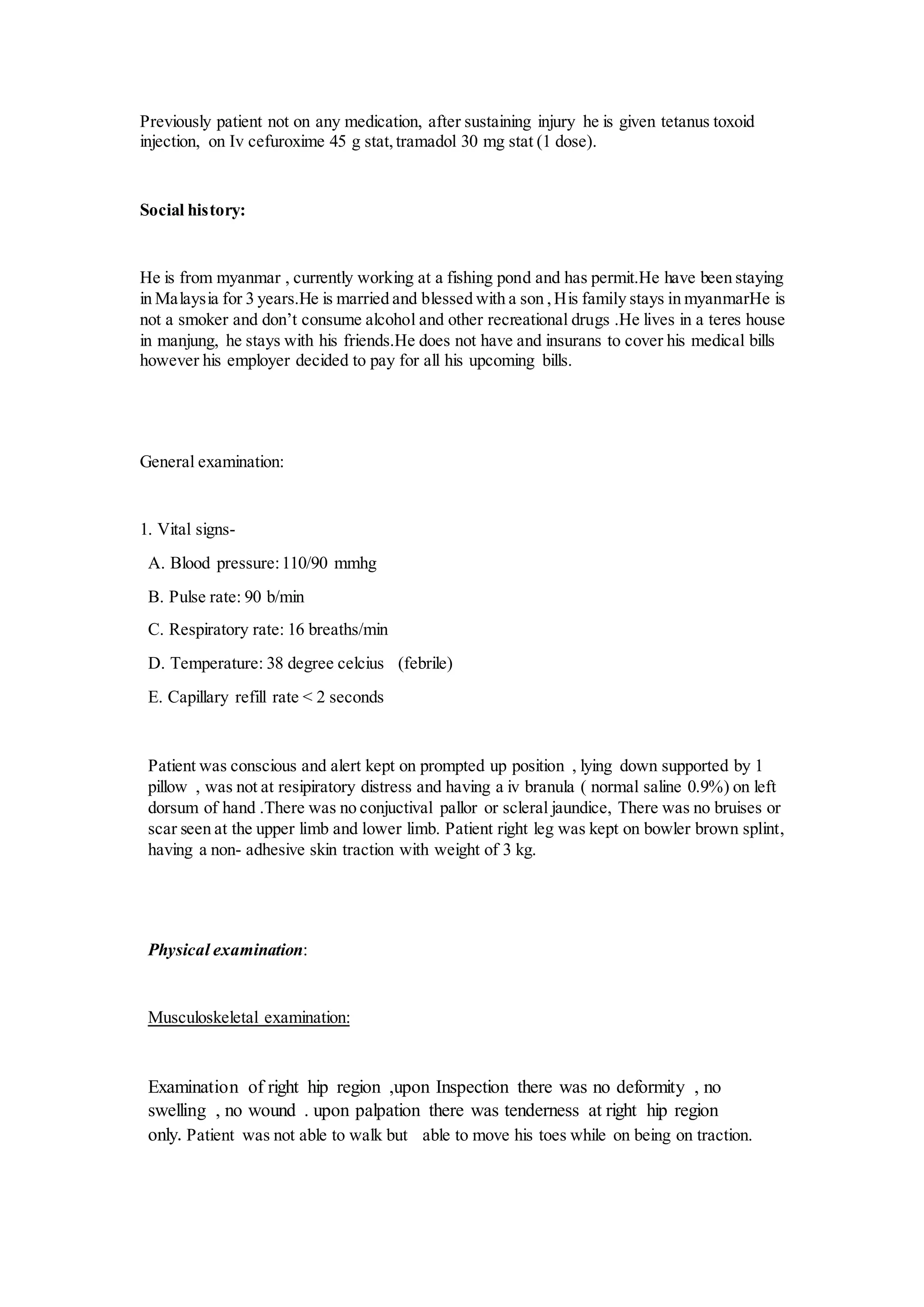 Case write up orthopedics | DOCX
