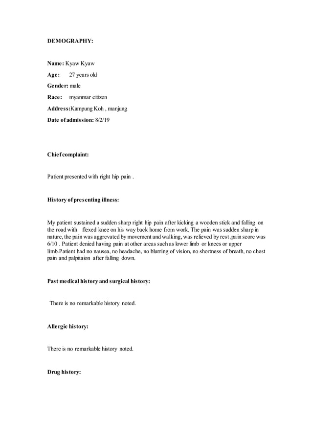 Case write up orthopedics | DOCX