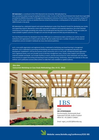 Case writing workshop by ecch brochure | PDF | Business | Business and ...