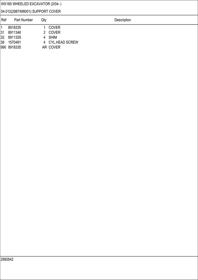 Case wx185 wheel excavator parts catalogue manual | PDF